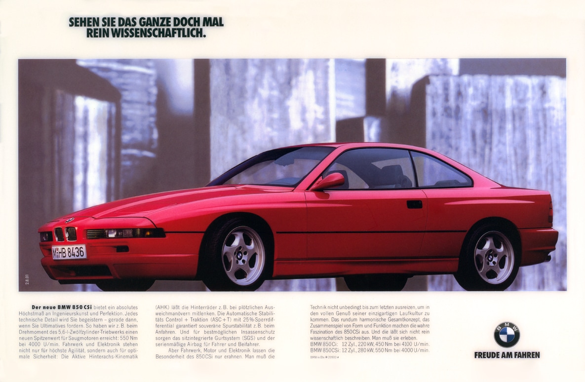The BMW 850 CSi E31 from 1992
